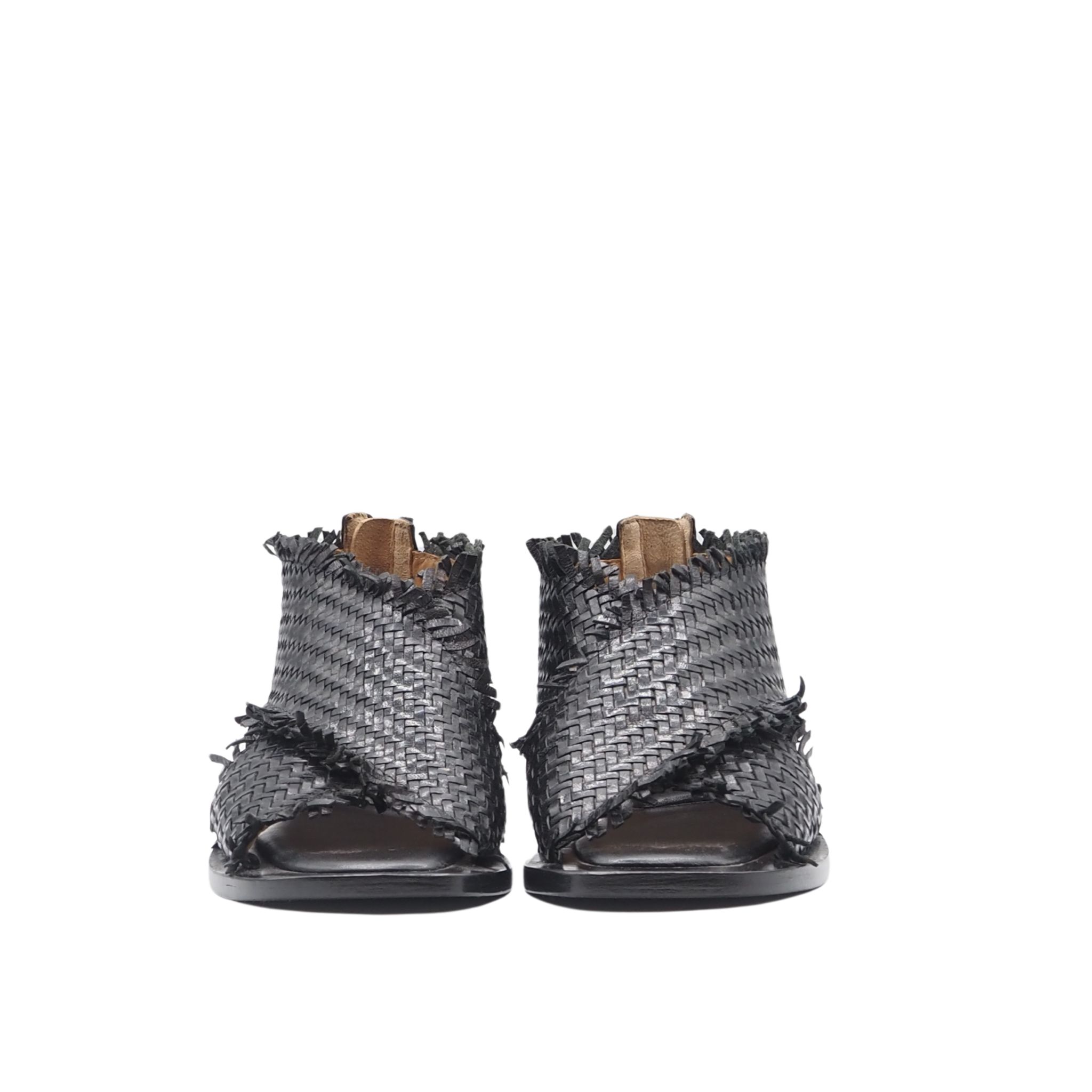 Sandali eleganti neri in pelle intrecciata Coral Blue